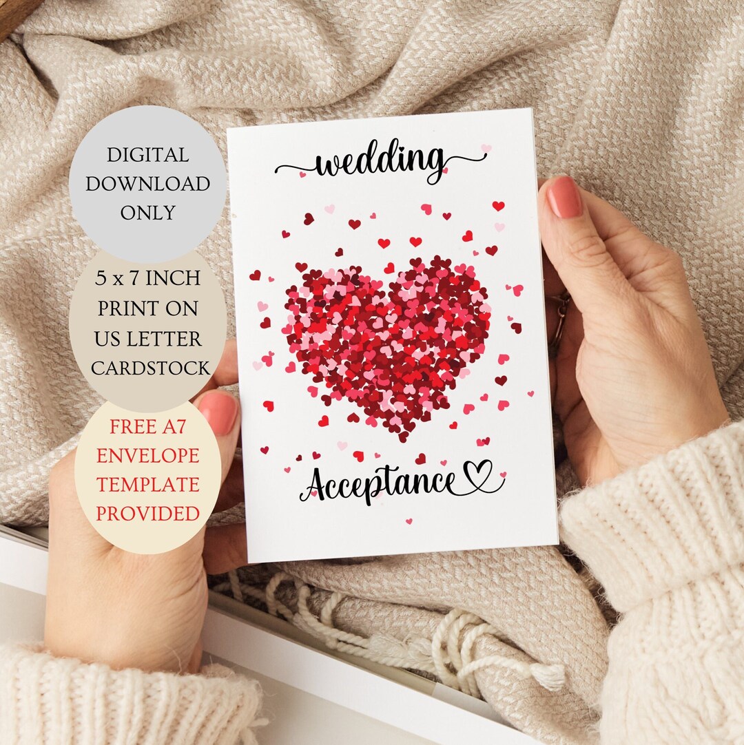 Wedding Acceptance Card. Thank You for Your Invitation RSVP Card ...