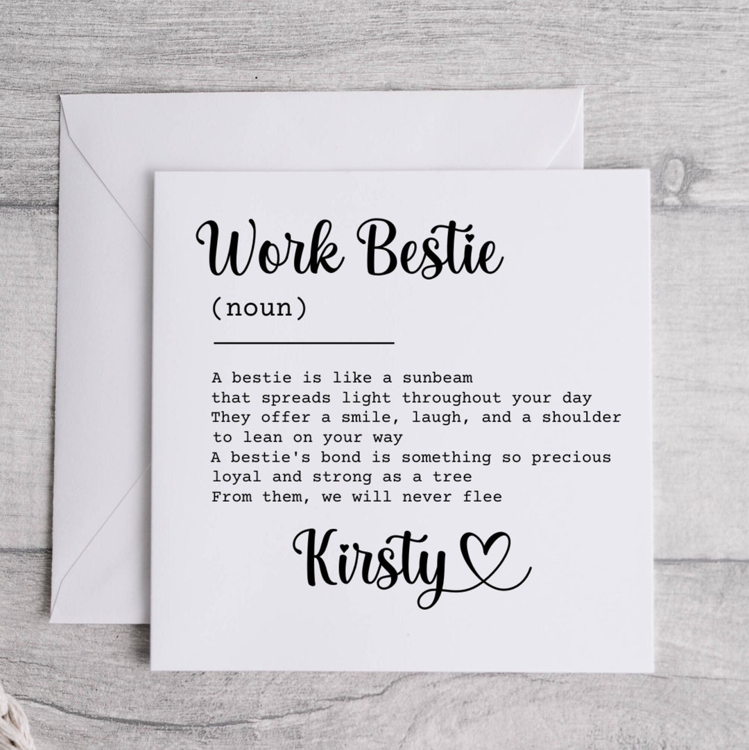Personalised Work Bestie Definition Card, Best Friend Coworker Leaving ...