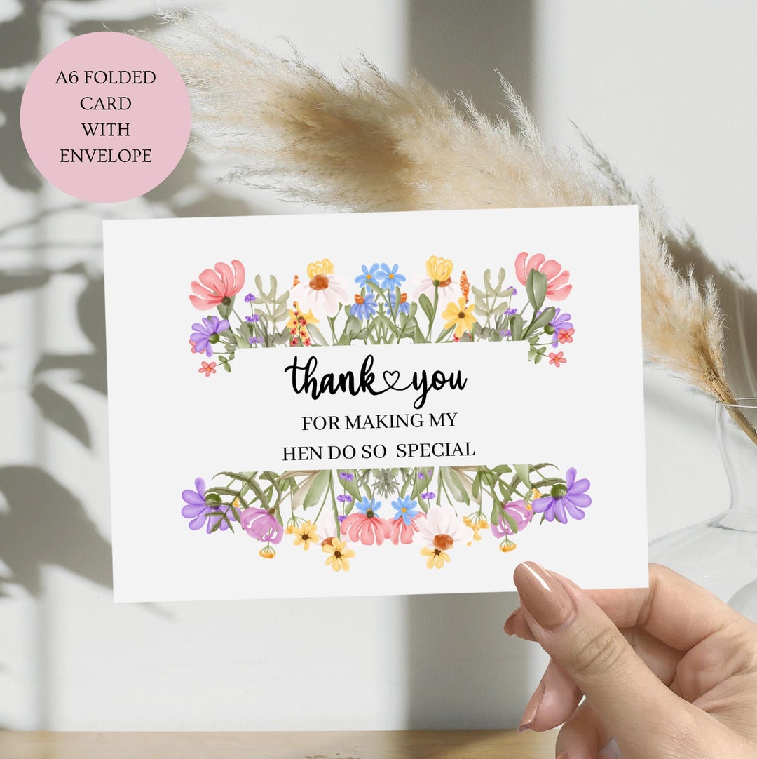 Floral Hen Do Thank You Card (A6 Folded) - Etsy