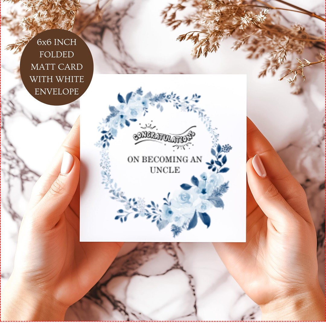Congratulations on Becoming an Uncle Card. New Uncle Newborn Card. Blue ...