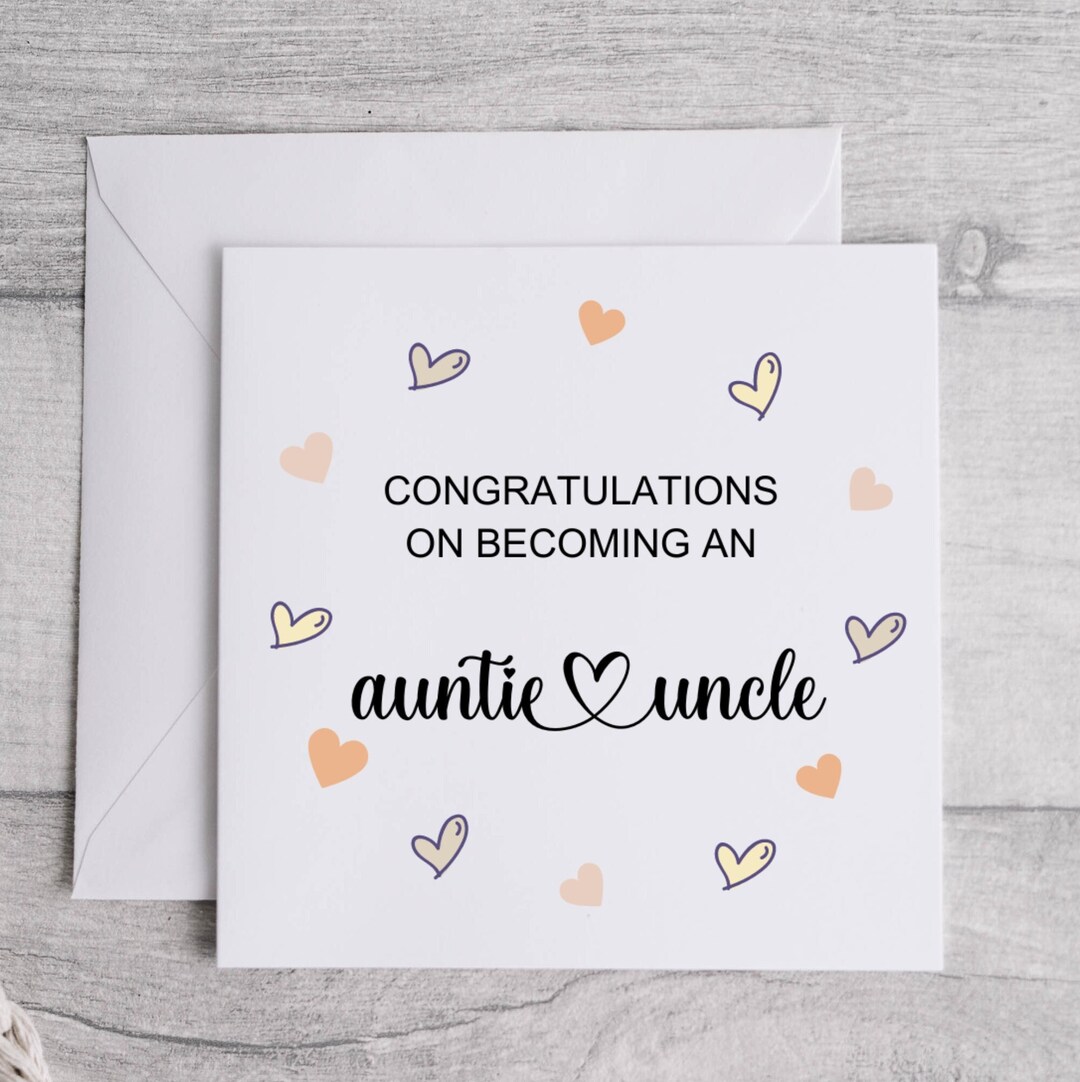 Congratulations on Becoming an Auntie and Uncle Card. New - Etsy