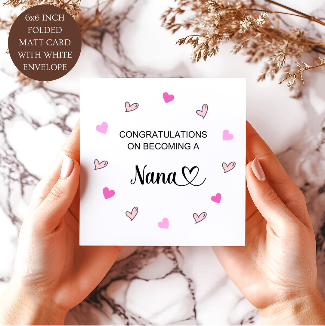 Congratulations on Becoming A Nana Card. Nanny Baby Announcement Card. Pink Hearts Card. - Etsy