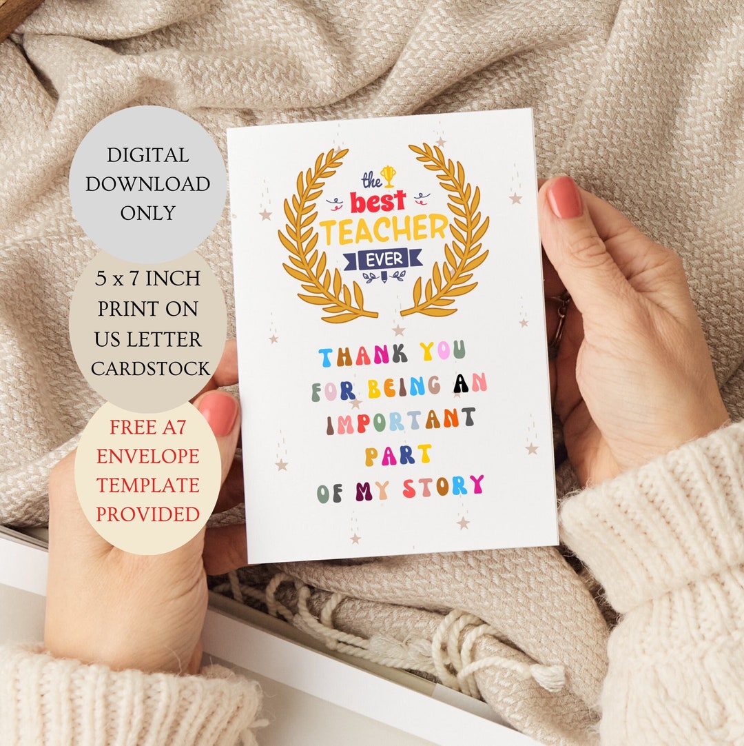 The Best Teacher Ever Thank You for Being Part of My Story Card. Folded ...