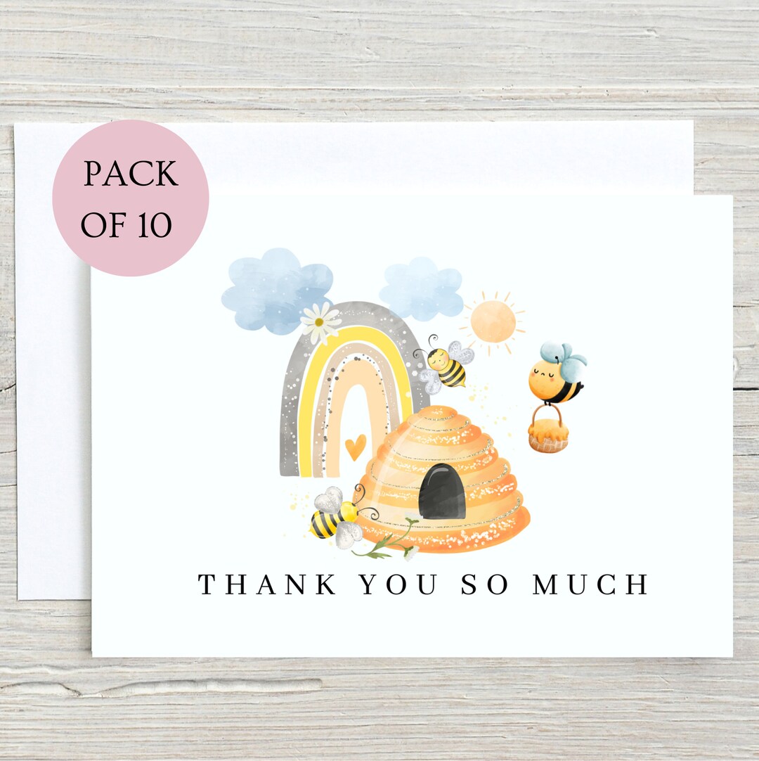 PACK OF 10 A Big Thank You so Much Card. Honey Bee Thank You Card ...