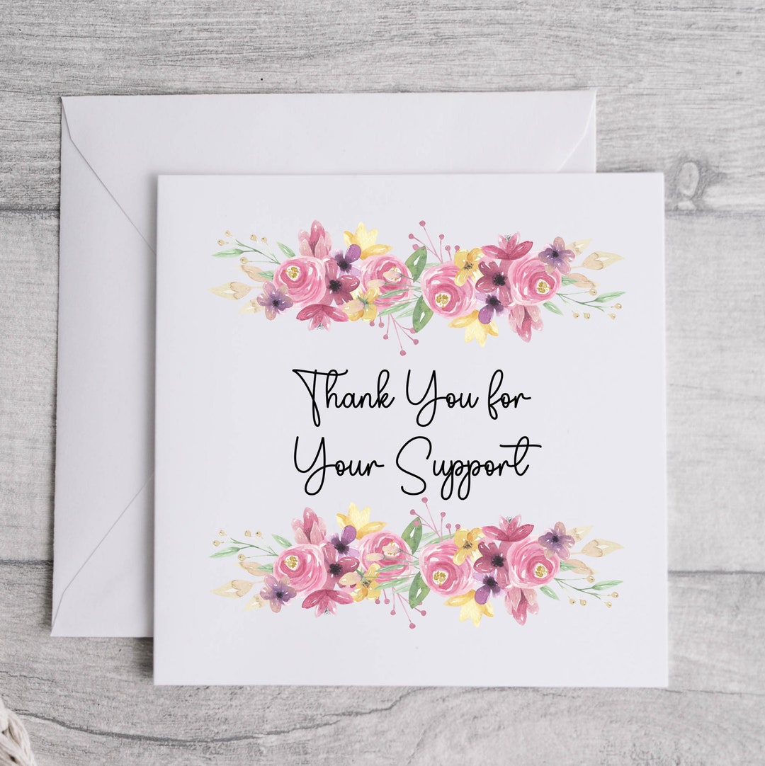 Thank You for Your Support Card. Appreciation Card. Thank You Carers ...