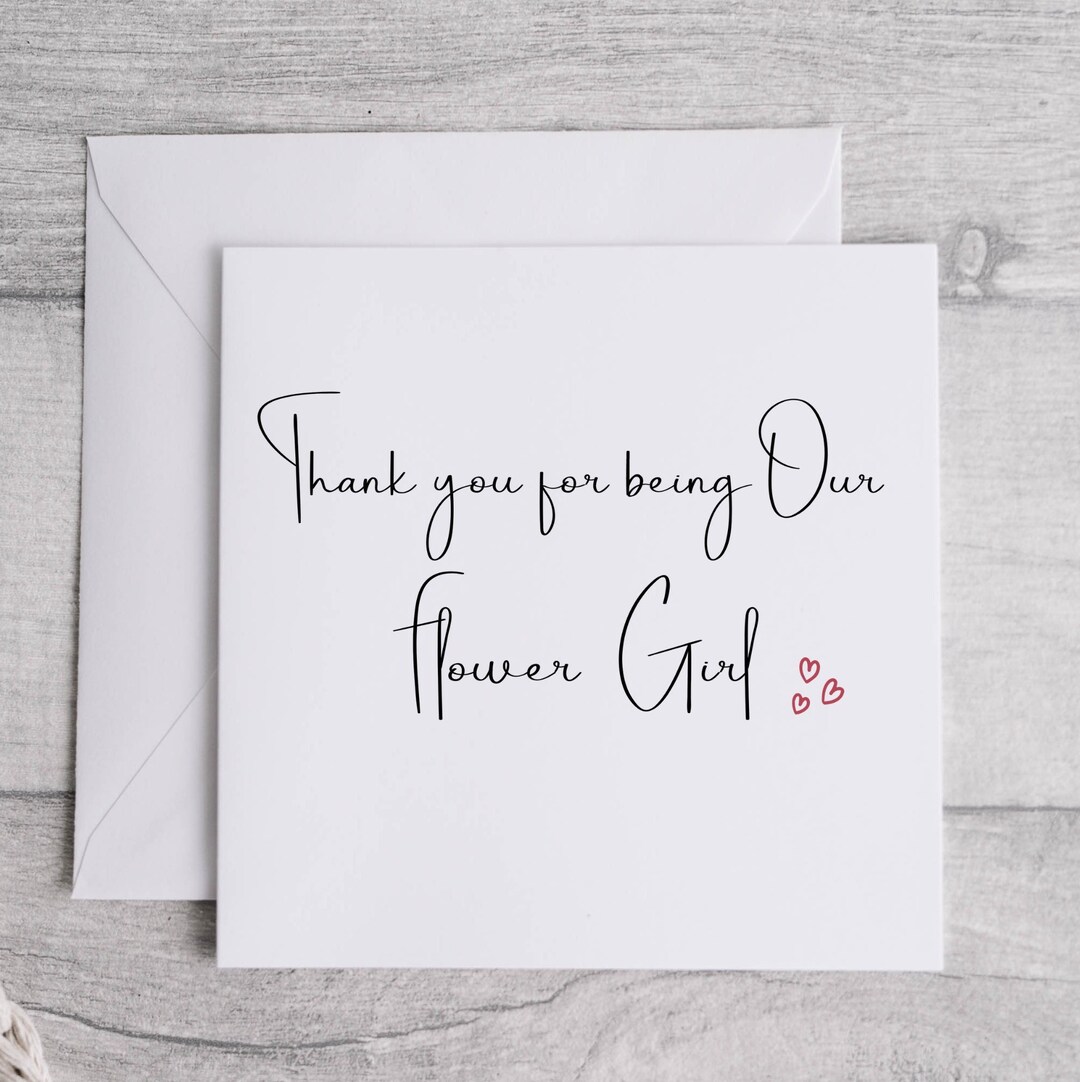 Thank You Card, Bridesmaid, Flower Girl, Wedding Card - Etsy