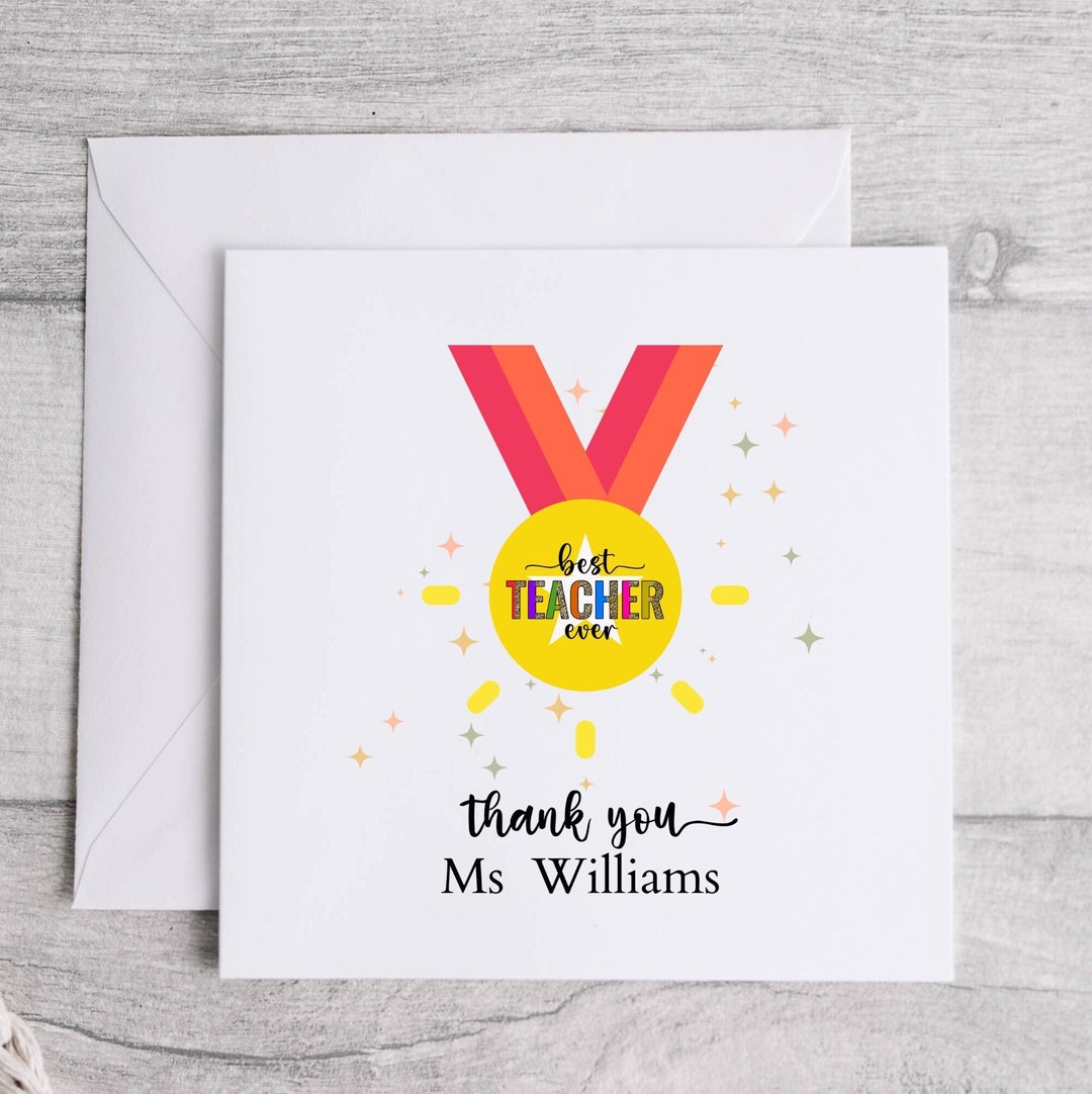 Personalised Best Teacher Ever Card. Teacher Appreciation Card, School ...