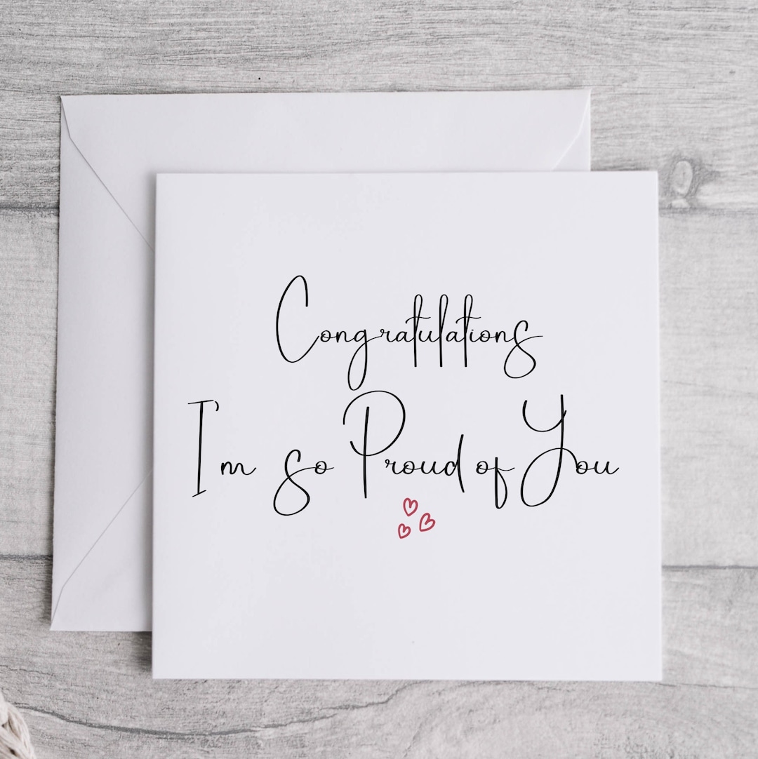 Congratulations I Am so Proud of You Card. Red Heart Encouragement Card ...