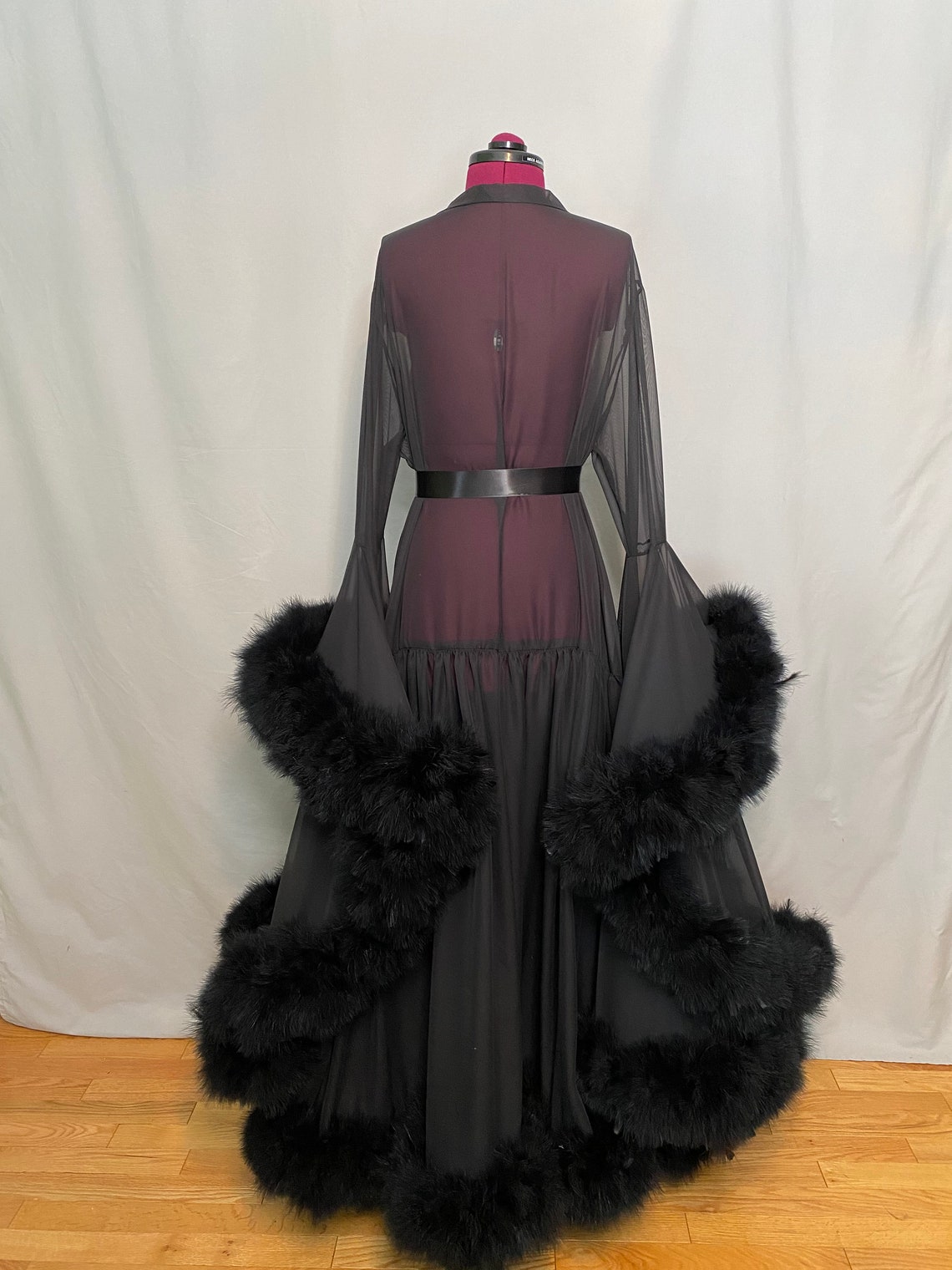 The Black Widow Feather Robe Sample - Etsy