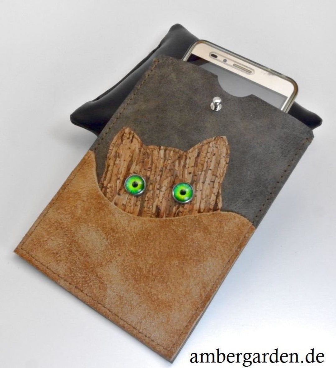 Phone Case, I-phone, Smartphone Cork Leather Case Cat, Buffalo Leather ...