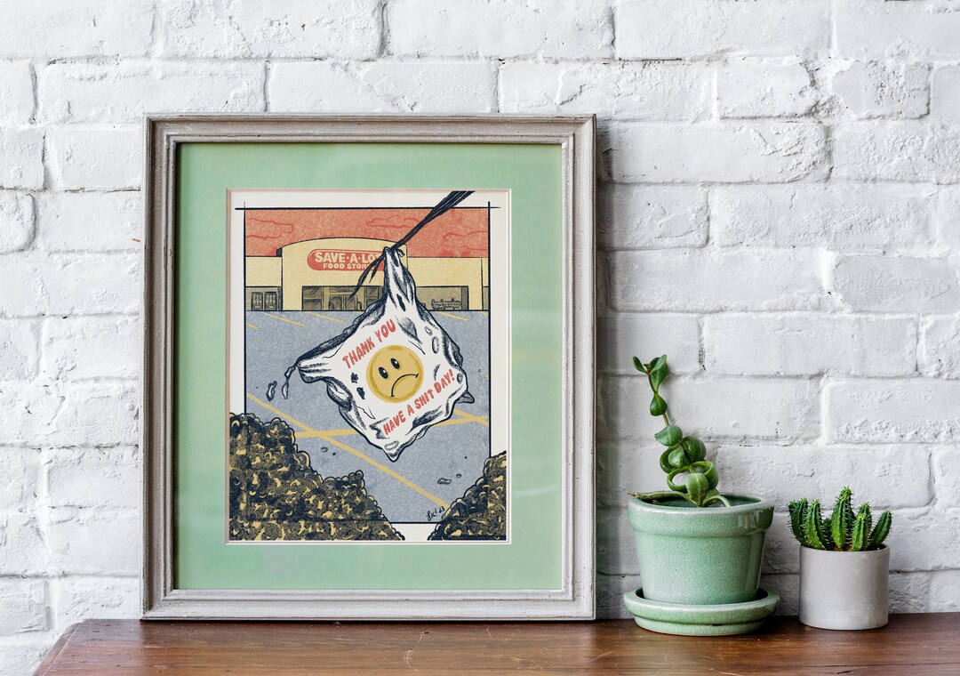 12x16 Thank You Have a Shit Day, Plastic Bag Wall Decor, Smiley Face ...