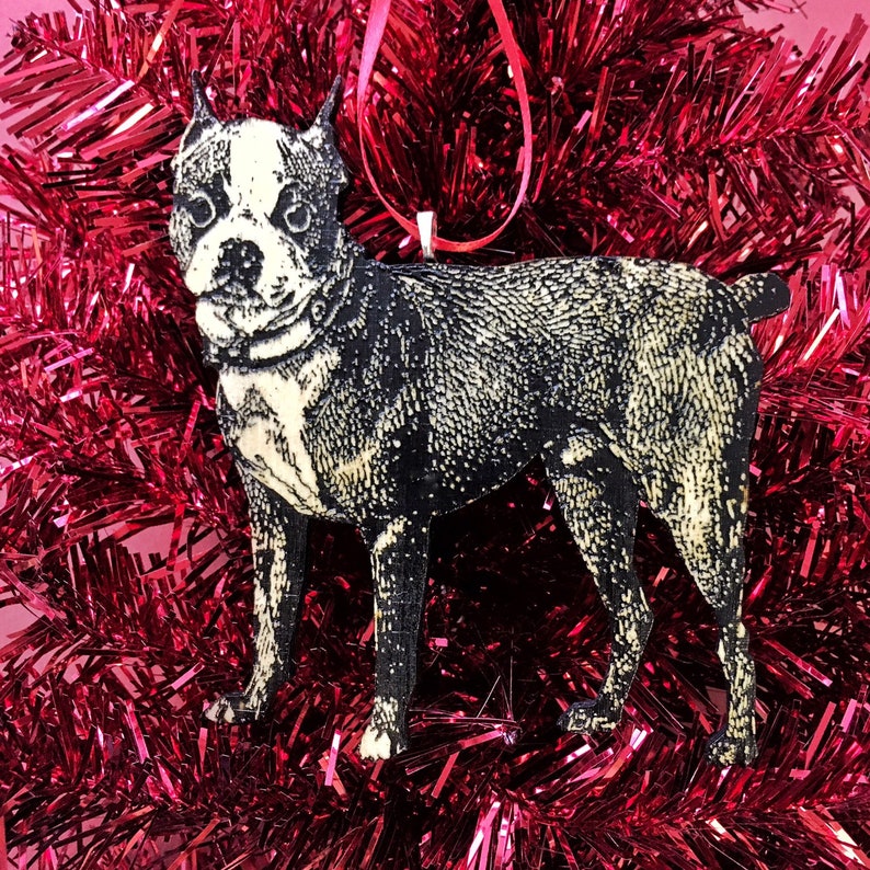 Boston Terrier Ornament Dog Owner Gift Retro Christmas - Etsy