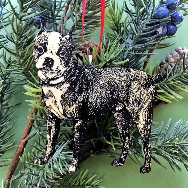 Boston Terrier Ornament Dog Owner Gift Retro Christmas - Etsy