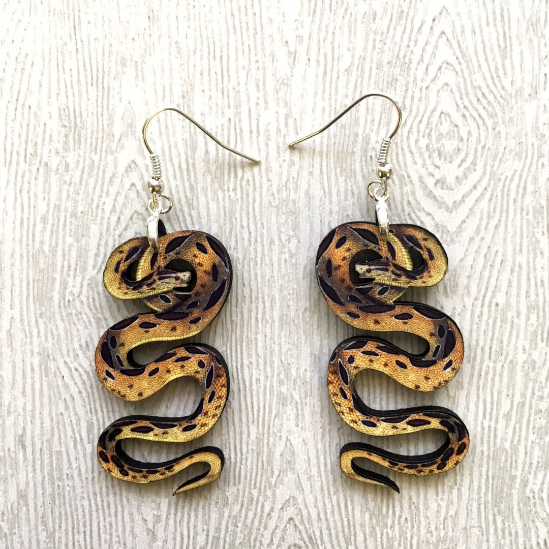 Yellow Python Earrings, Yellow Snake Earrings, Witch Earrings, Weird ...