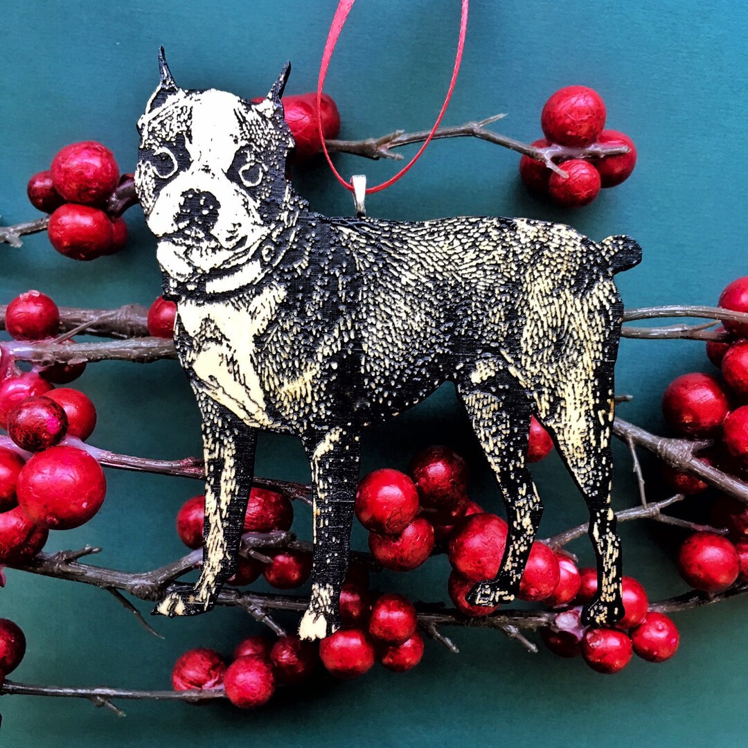 Boston Terrier Ornament, Dog Owner Gift, Retro Christmas Decor, Animal ...