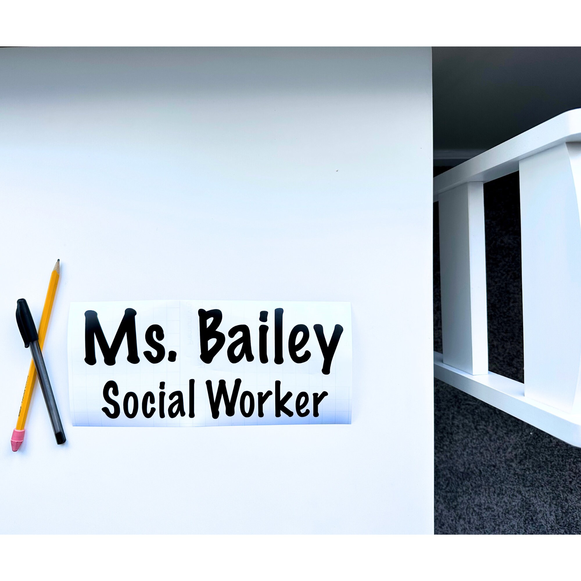 Personalized Office Door Name Decal, Office Window Cling Decal, Name ...