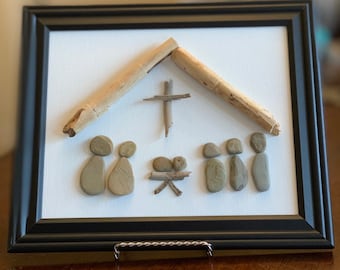 Pebble art nativity | Etsy