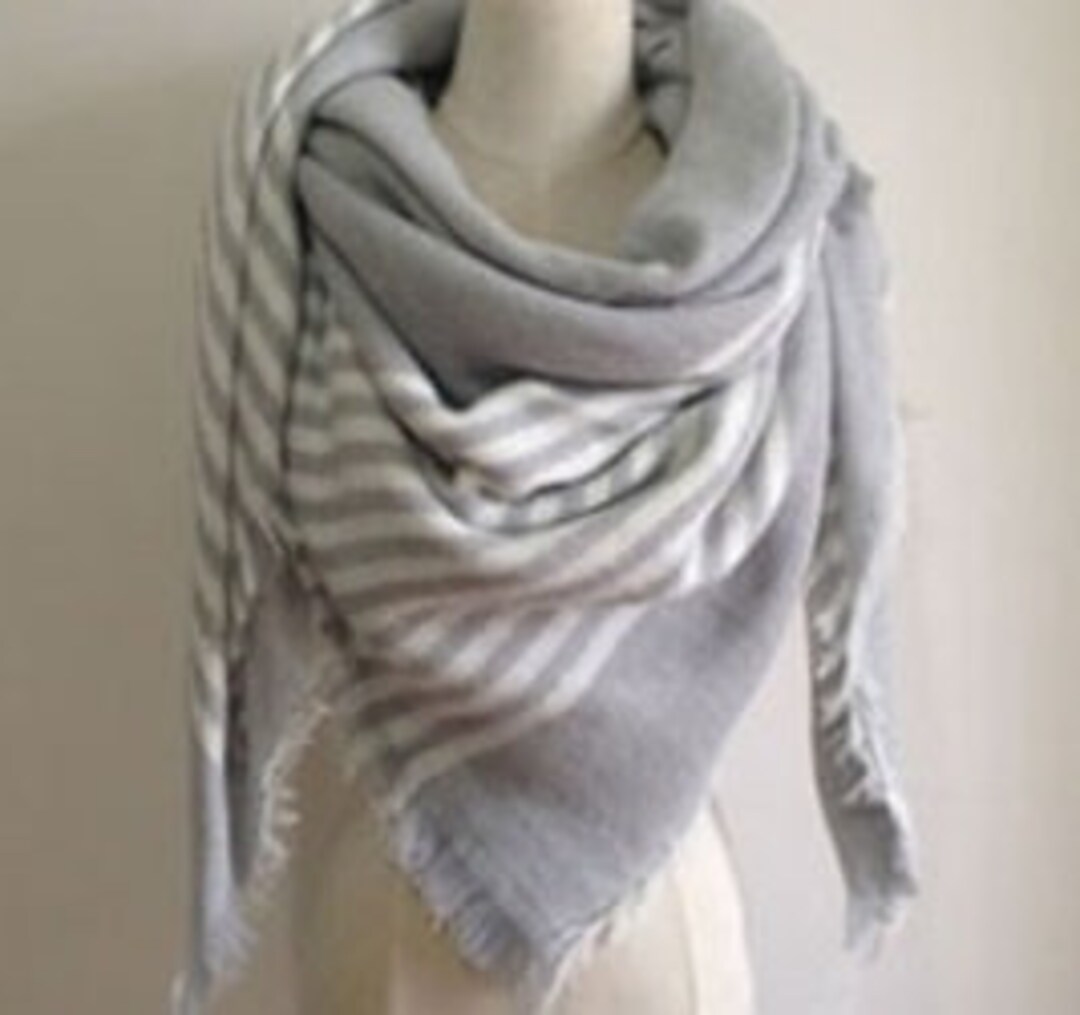 Gray White Plaid Blanket Scarf Blanket Scarf Tartan Plaid - Etsy