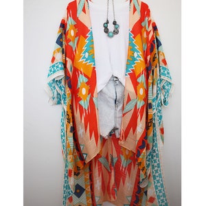 Kimono, Bohemian Autumn Fall Red Leaf Tree Kimono, Beautiful Flowy Soft ...