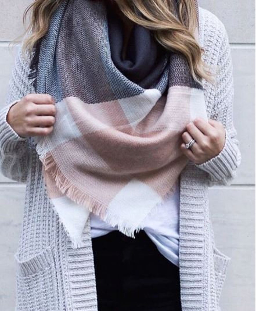 Pale Pink Plum Plaid Blanket Scarf, Winter Scarf, Blanket Scarf, Plaid ...