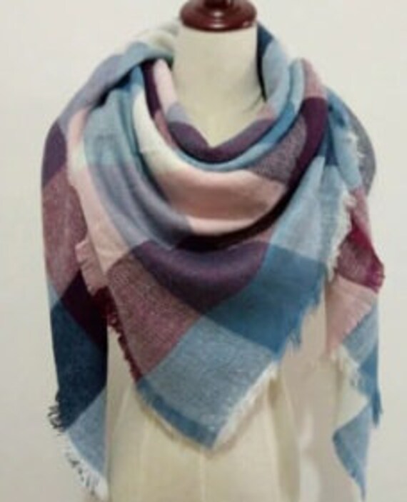 Green Plaid Blanket Scarf Blanket Scarf Tartan Plaid Scarf | Etsy