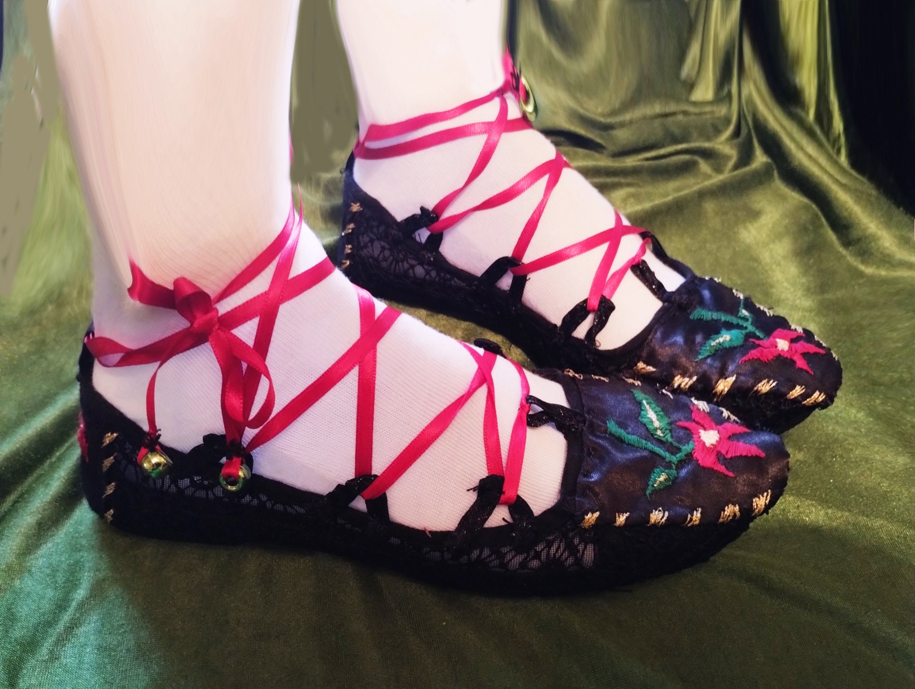 Regency Style Shoes Embroidered & Laced - Etsy