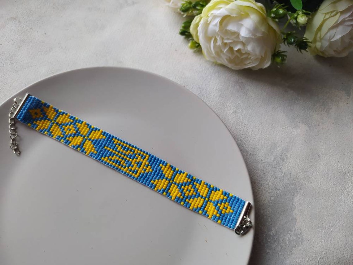 Patriotic Bracelet Ukrainian Flag Bracelet Beaded Bracelet - Etsy