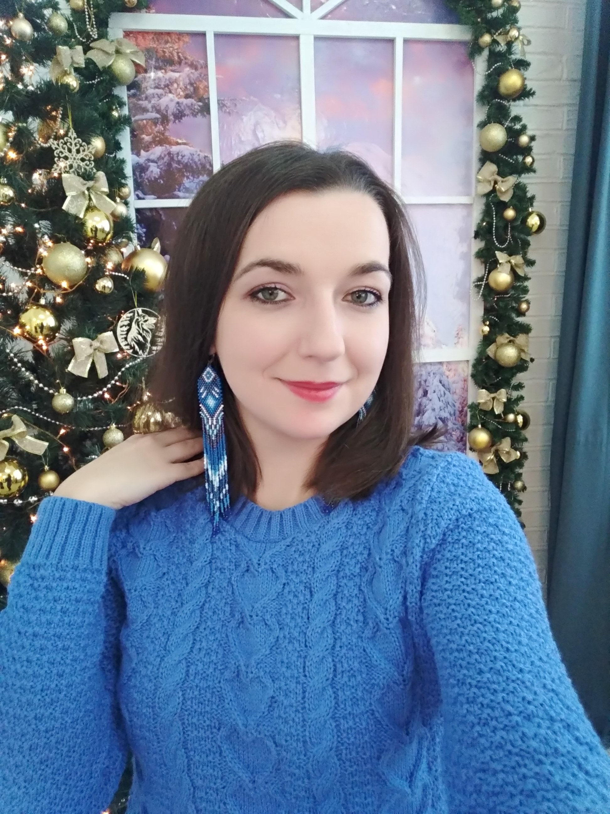 Dark Blue Seed Bead Earrings Super Long Beaded Earrings Etsy