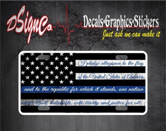 Police Officer License Plate Blue Line Auto Car Tag Public - Etsy