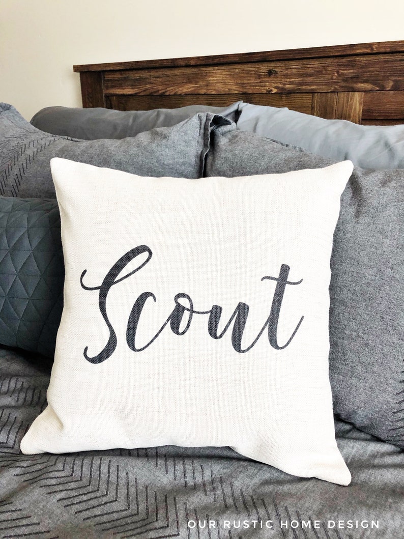 Personalized Name Pillow Cover: Oatmeal Linen Farmhouse Decor - Etsy