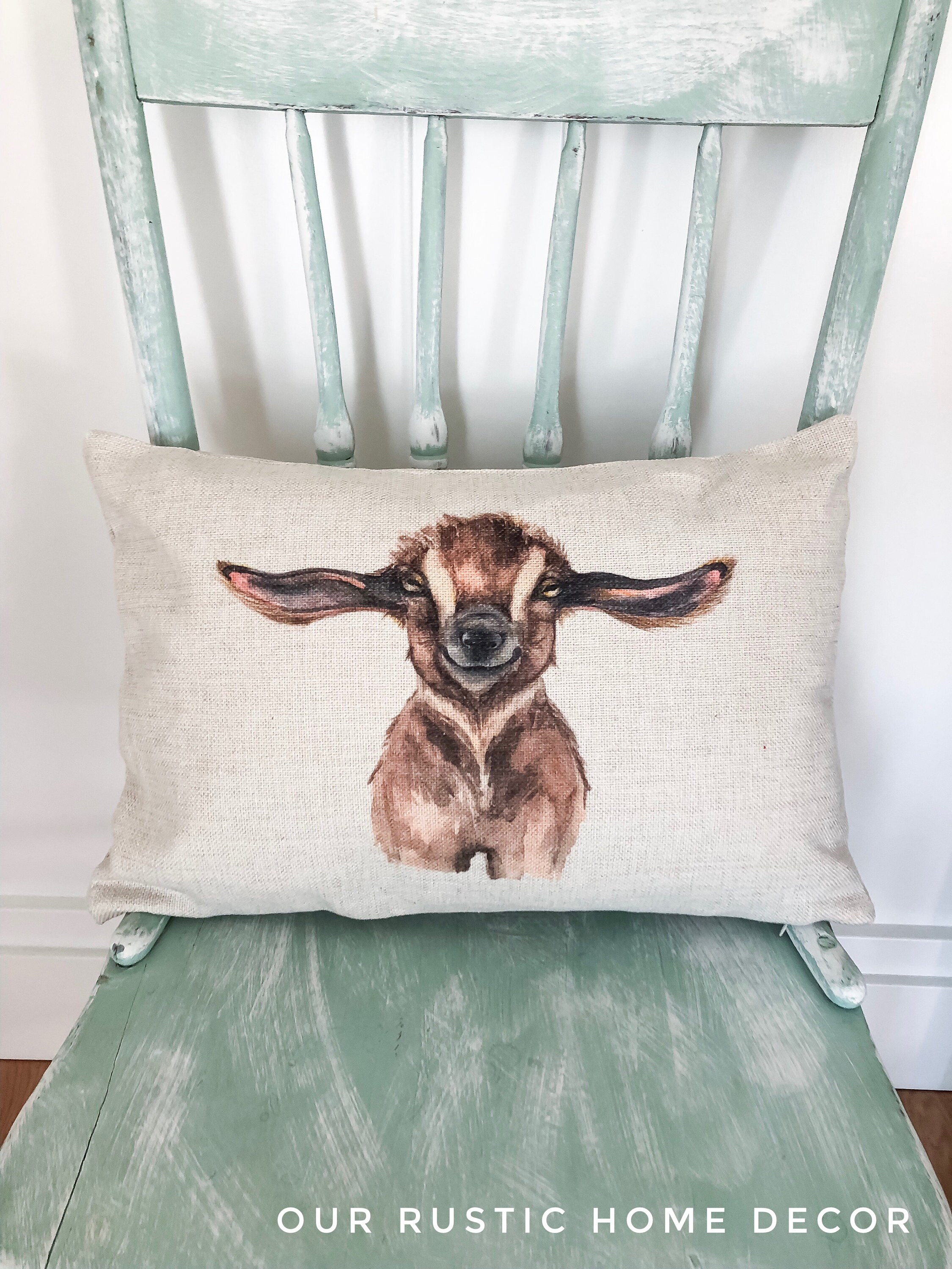 Happy Goat Farmhouse Pillows Farmhouse Pillow Cover Farm | Etsy