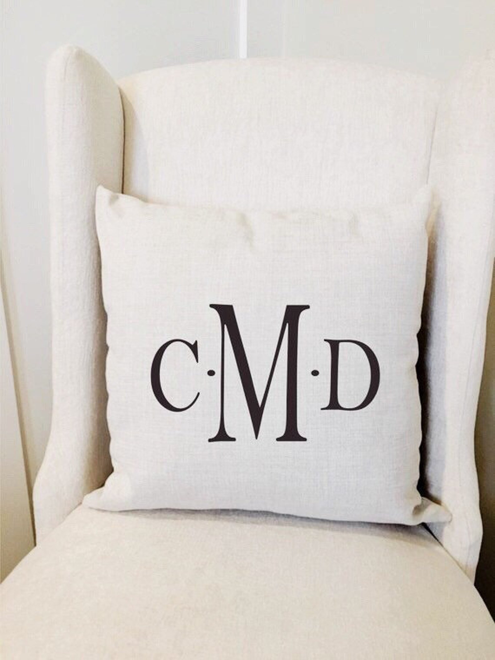 Personalized Linen Monogram Pillow Cover - Farmhouse Decor - Etsy