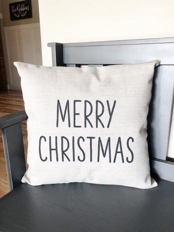 Merry Christmas Pillow Cover Christmas Decor Christmas - Etsy