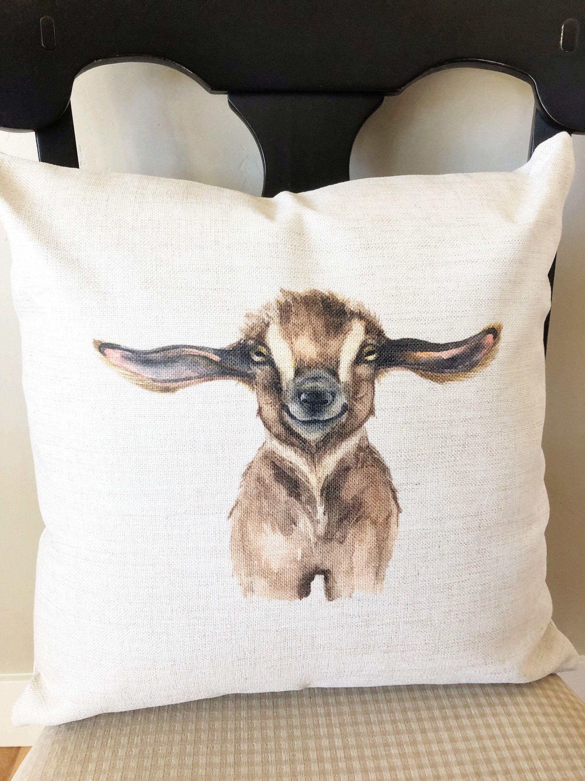 Happy Goat Farmhouse Pillows Farmhouse Pillow Cover Farm | Etsy