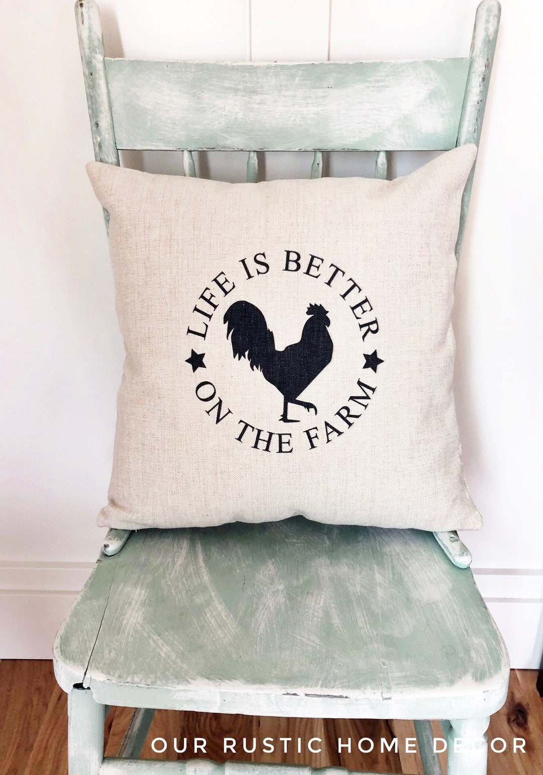Rooster Farmhouse Pillows - Life is Better on the Farm Pillow Cover ...