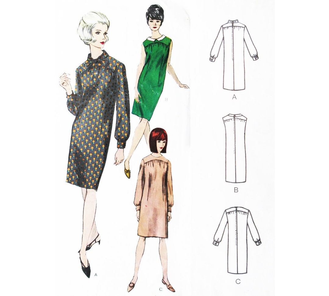 Vogue 6574 VINTAGE Sewing Pattern 1960's One Piece Dress Gathered Yoke ...