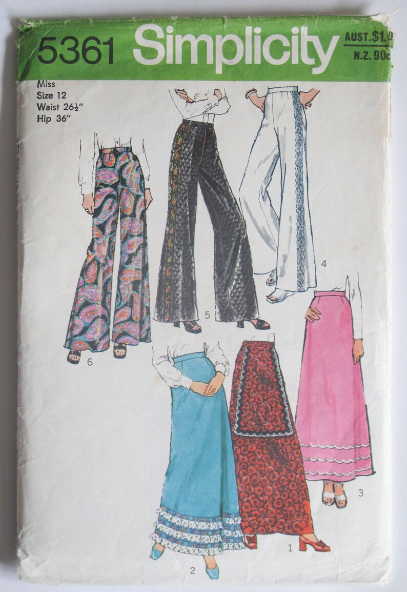 SIMPLICITY 5361 SEWING Pattern : 1973 Disco Pants Flares and A Line ...