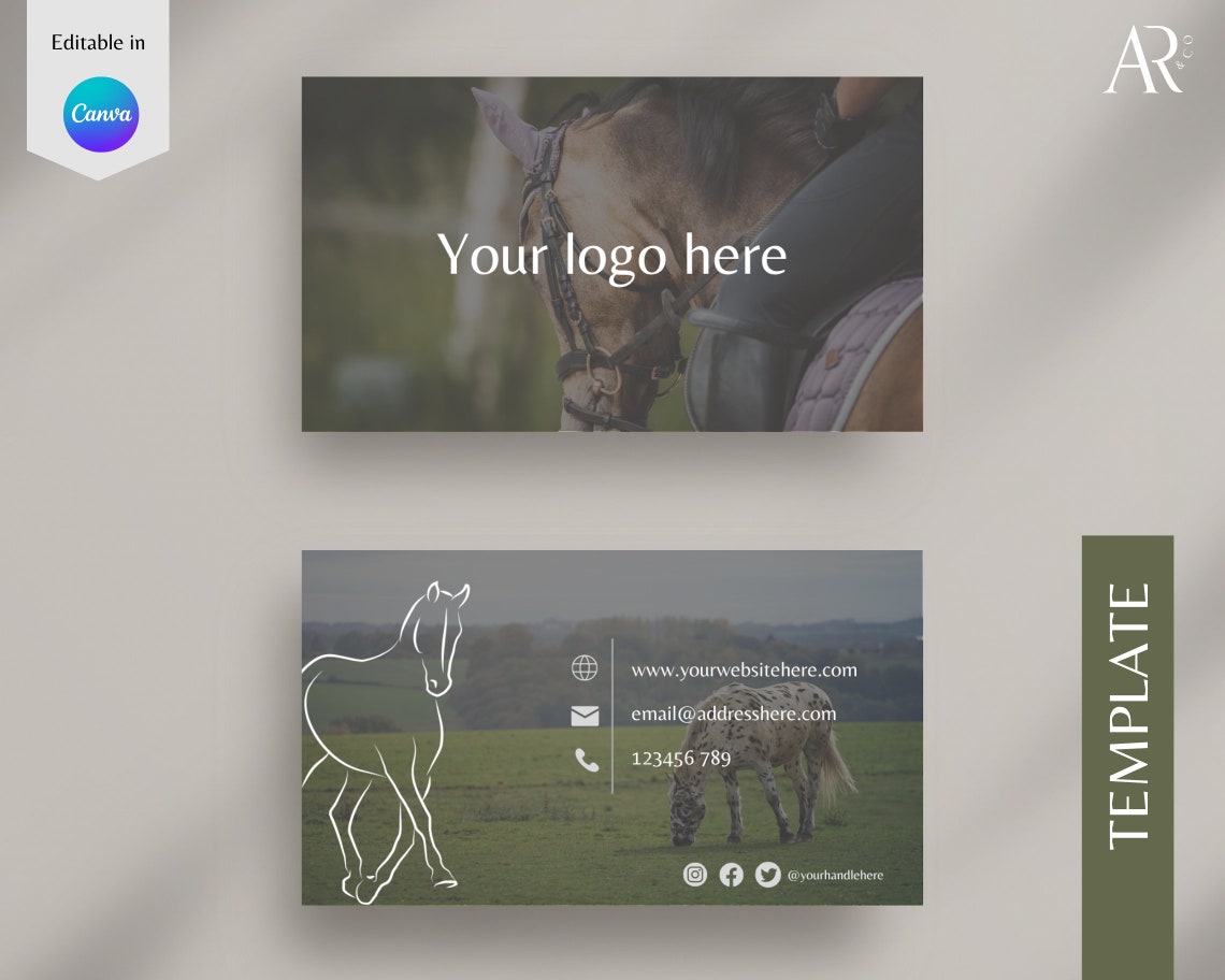 Equestrian Business Card Design, Horse Business Card, Equine Business ...