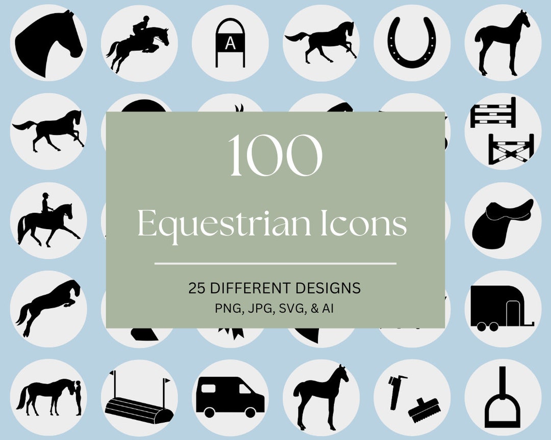 100 Equestrian Icons, Equine Icons, Horse Graphics, Equestrian ...