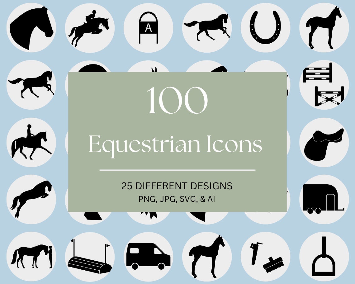100 Equestrian Icons, Equine Icons, Horse Graphics, Equestrian ...