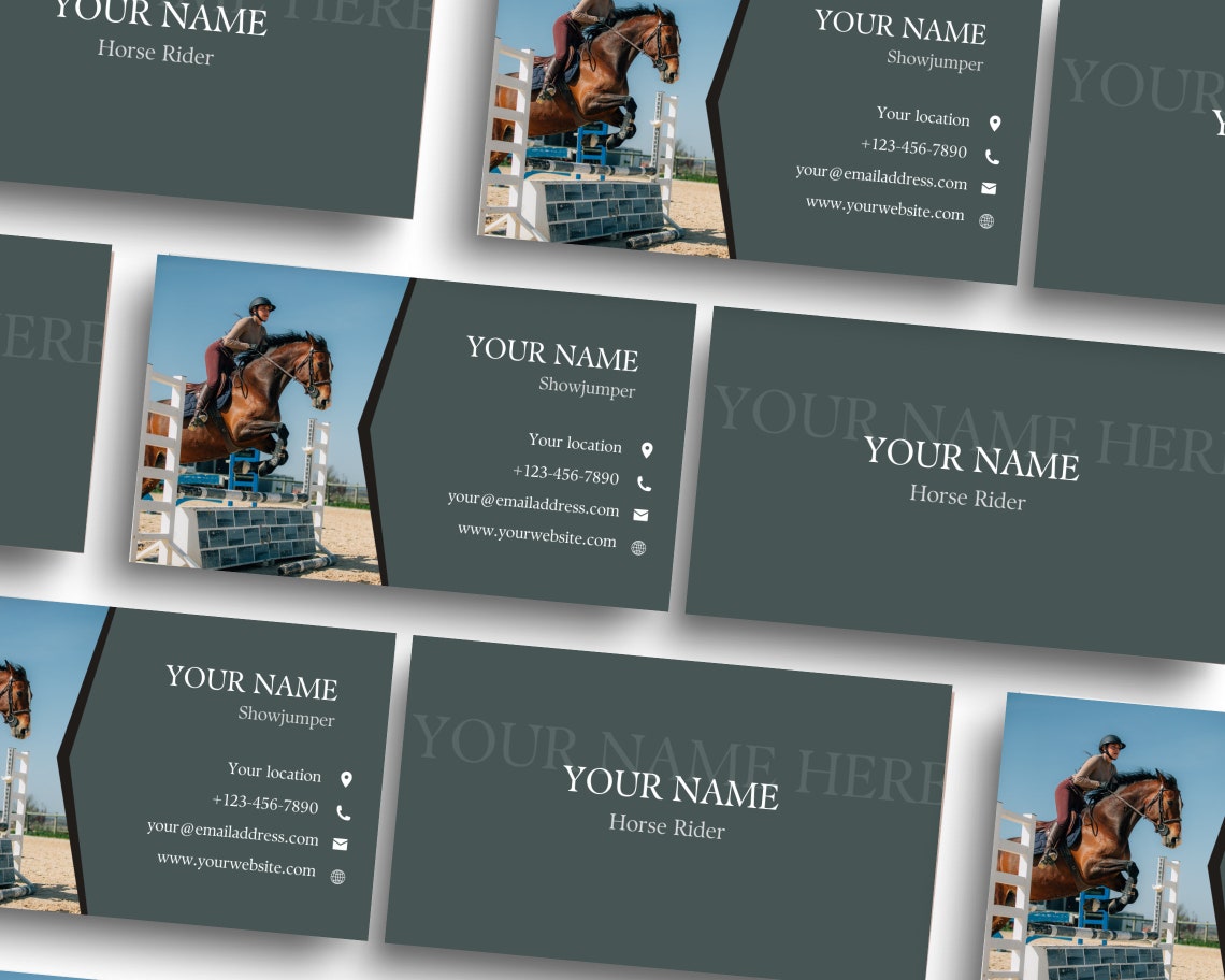 Horse Rider Business Card | Equine Business Card Editable Template for ...