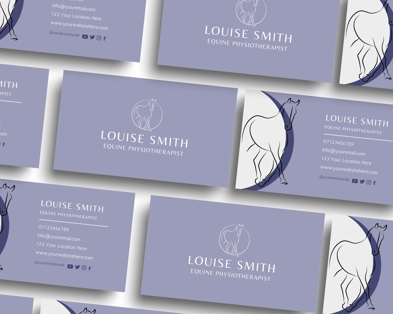 Equine Physiotherapist Business Card Editable Template Design ...