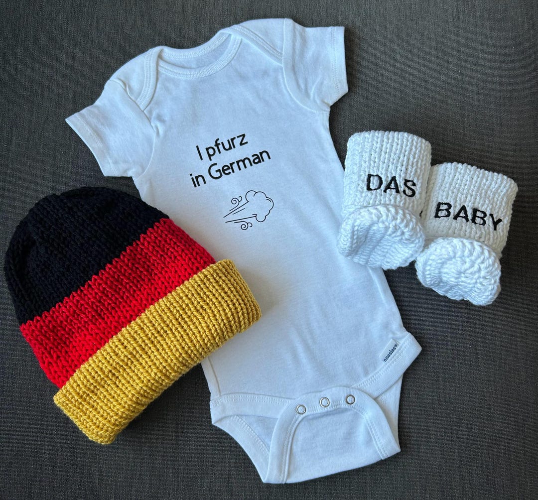 Tiny German Gift Set - German Flag Hat, "i Pfurz in German" Onesie ...