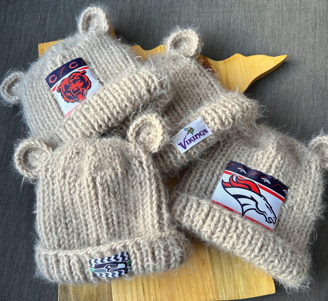 Handknit NFL Team-inspired Bear Ears Baby Hat – Cozy Football Outfit ...