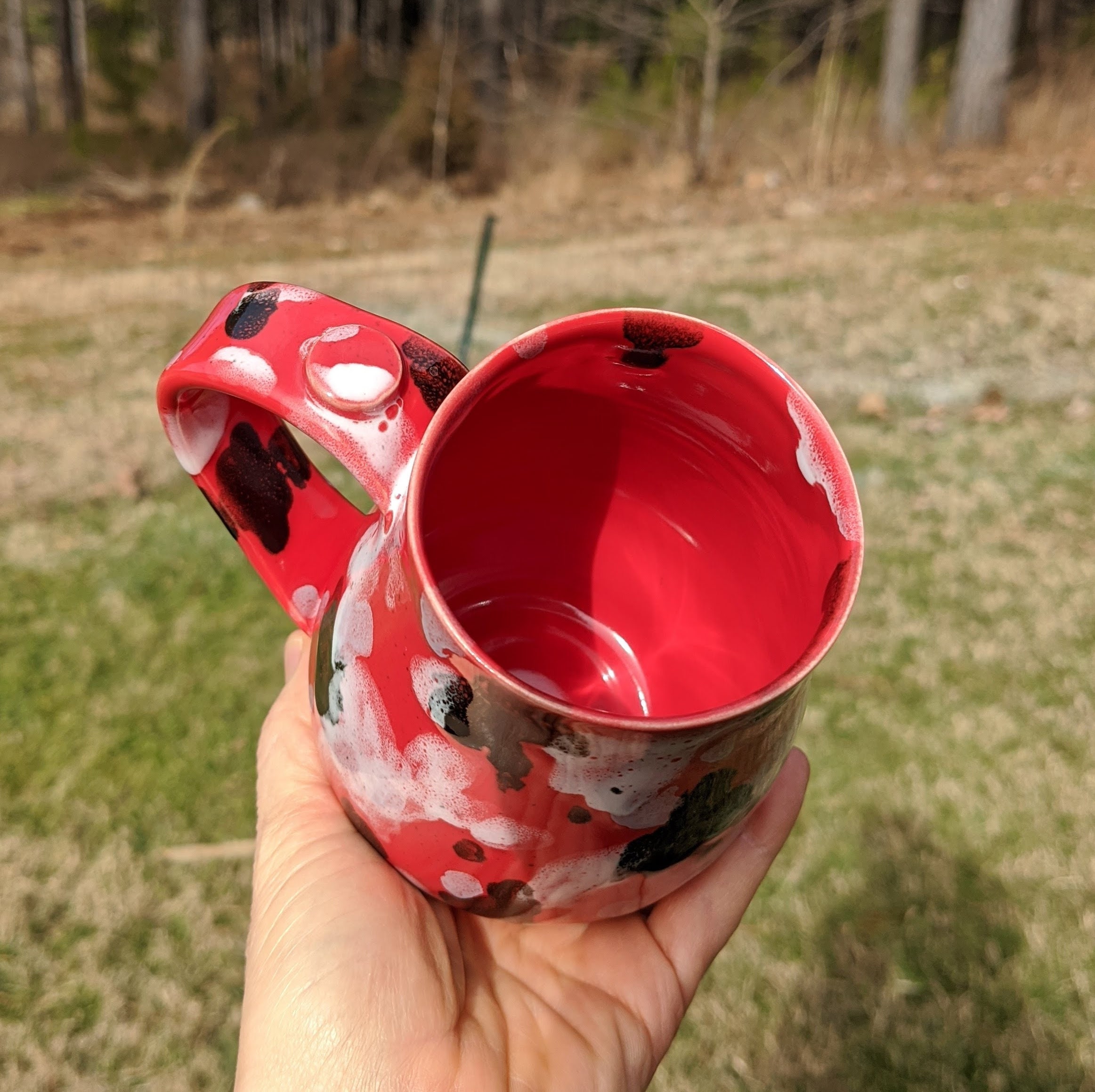 Red black and white mug | Etsy