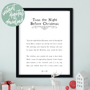 Twas the Night Before Christmas Printable Sign, Christmas Wall Art ...