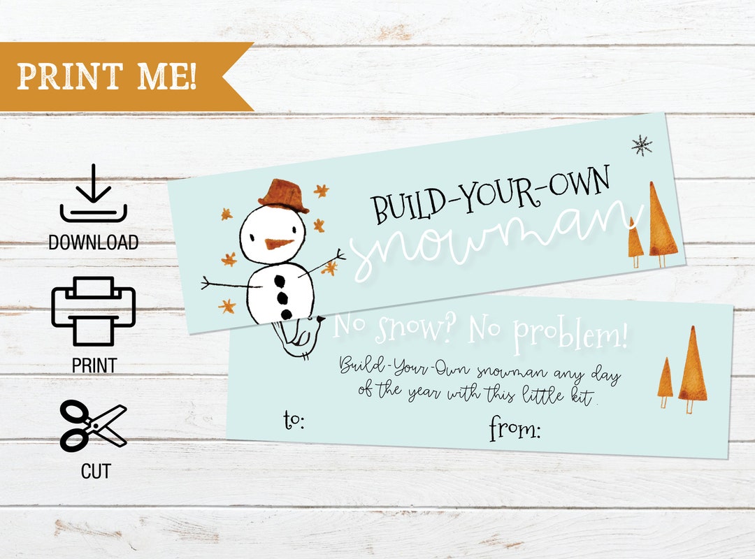 Build Your Own Snowman Printable Bag Topper, Print and Fold Snowman Tag ...