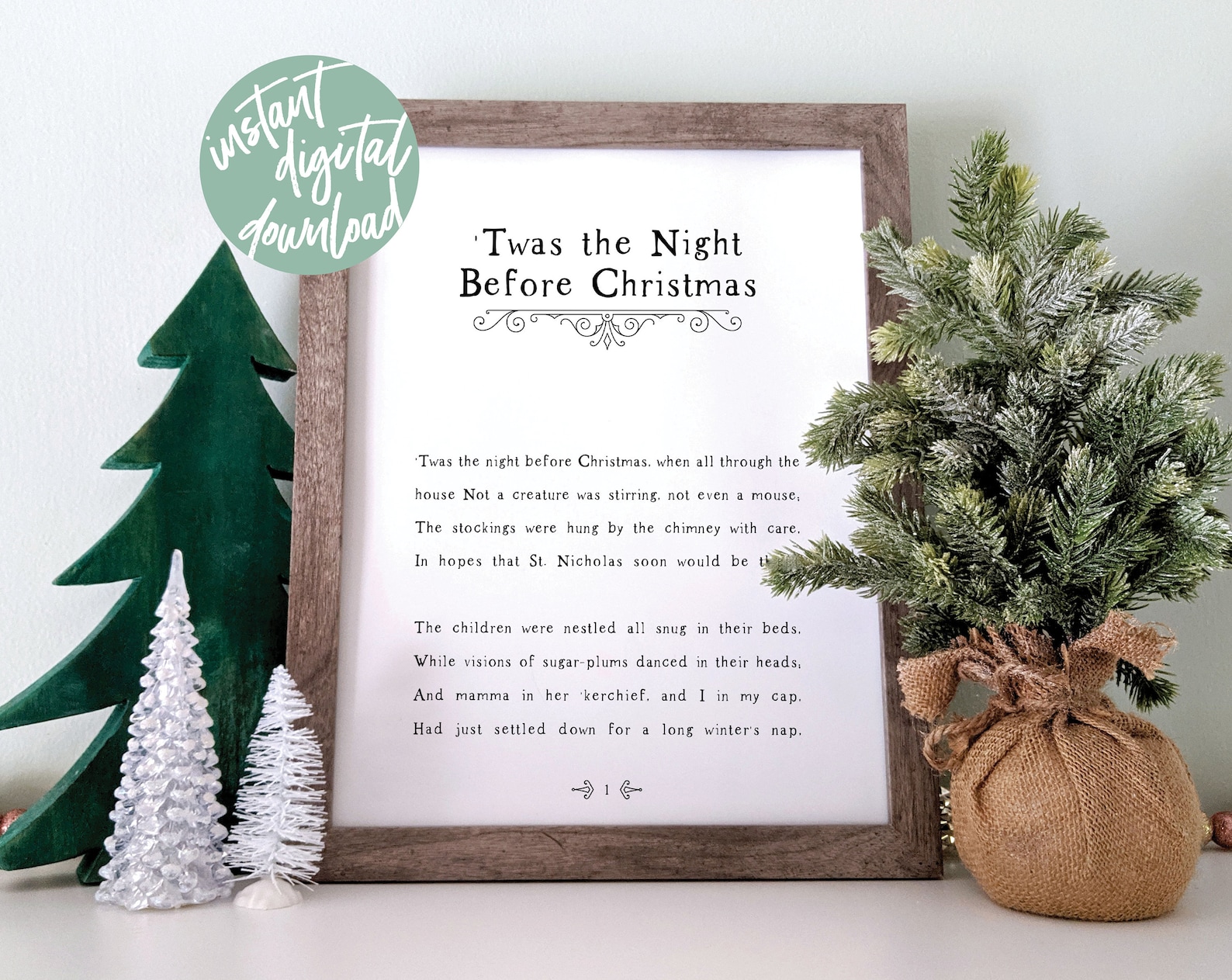 Twas the Night Before Christmas Printable Sign Christmas Wall - Etsy