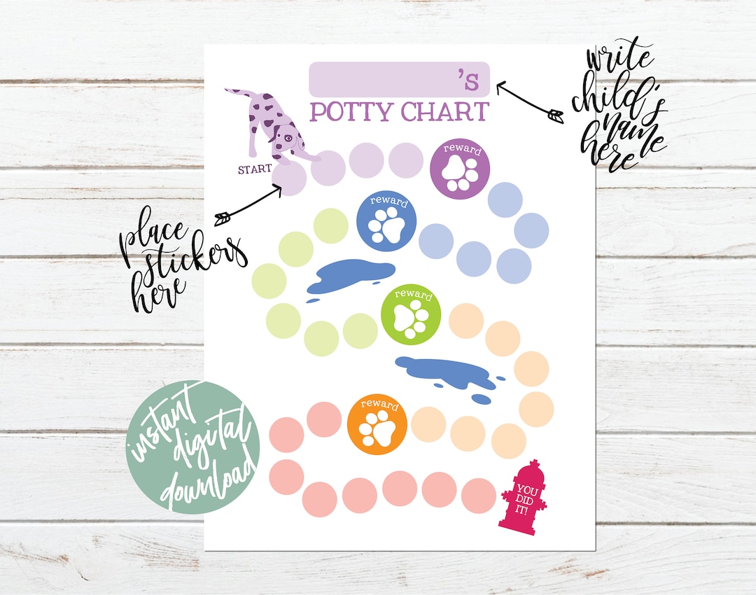 Printable Puppy Theme Potty Training Chart, Printable Sticker Chart ...