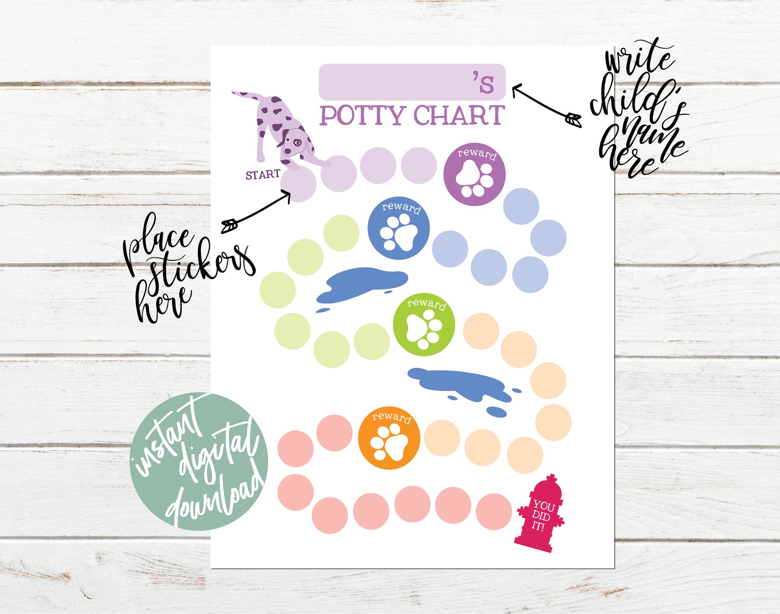Printable Puppy Theme Potty Training Chart Printable Sticker | Etsy